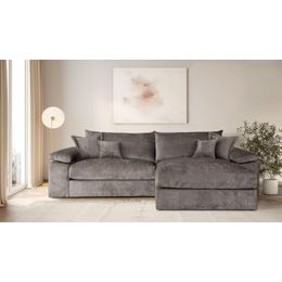 Ecksofa OTTO HOME "Soft&Cosy XXL L-Form, B: 303 cm - OTTO. Verl&auml;ssliche Qualit&auml;t.", beige (taupe), B:303cm T:187cm, 100% Polyester, Sofas, Ecksofa, Mega-Sofa, Cord oder Chenille-Struktur, mit Federkern & 4 Zierkissen
