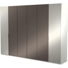 Kleiderschrank Musterring "San Diego, Kleiderschrank, Schrank, Garderobe, mit Glast&uuml;ren", wei&szlig;, B:300cm H:216cm T:58cm, Glas, Holzwerkstoff, Schr&auml;nke, Kleiderschrank, 6-t&uuml;rig (ged&auml;mpft), 6 B&ouml;den, 3 Kleiderstangen, Chromgriffe