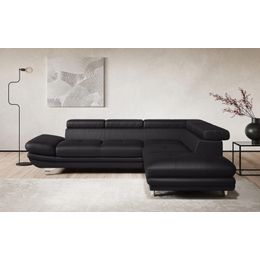 Ecksofa COTTA "Enterprise L-Form, B: 277 cm", schwarz, B:277cm H:91cm T:104cm, Softlux-Kunstleder;Luxus-Kunstleder, Sofas, Ecksofa, Arm- & Kopfteilverstellung, optional Bettfunktion