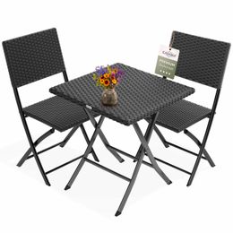 Casaria Polyrattan Gartensitzgruppe 3-tlg Schwarz