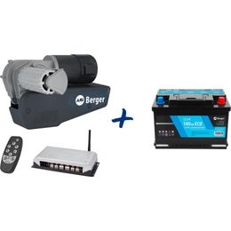 Berger Platinum Rangierhilfe vollautomatisch Anthrazit + LiFePO4 Lithium Batterie Eco 100 Ah 12 V im Set - Rangierhilfen & Mover