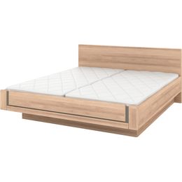 Holzbett Musterring "Sorrent, Bettgestell, Bettrahmen, teilmassiv Eiche", braun, B:200cm L:220cm, Betten, Bettgestell, Eiche teilmassiv, Liegeh&ouml;henverstellung, in schwebender Optik