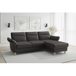 Sit & More Ecksofa SIT & MORE "Pamela L-Form, Leder, B: 218 und 230 cm", schwarz, B:230cm H:90cm T:164cm, Sofas, Ecksofa, optional Armteilverstellung, Bettfunktion & Bettkasten