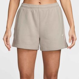 Nike Sportswear Damen Shorts "W NK STDO FLC MW MR STD 4 SHRT"cream ii, sai, Gr. XS, unifarben, Sweatware, Obermaterial: 80% Baumwolle, 20% Polyester,