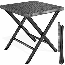 Casaria Polyrattan Klapphocker Anthrazit 3in1 120kg Belastbarkeit 43x40x44cm klappbar leicht tragbar au&szlig;en wetterfest