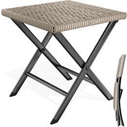 Casaria Polyrattan Klapphocker Creme 3in1 120kg Belastbarkeit 43x40x44cm klappbar leicht tragbar au&szlig;en wetterfest