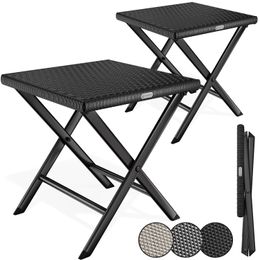 Casaria Polyrattan Klapphocker Rom 3in1 2er-Set Schwarz