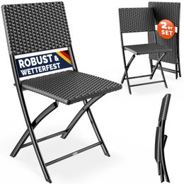 Casaria Polyrattan Klappstuhl Rom 2er-Set Anthrazit
