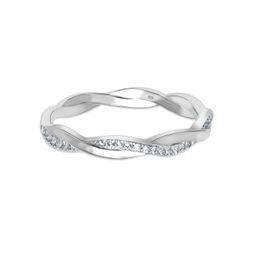 Damen geflochtener Ring mit Zirkonia in 925 Sterling Silber BIAN019