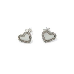 Damen Herz Ohrringe in Silber mit Perlmutter und Zirkonia BIPE084