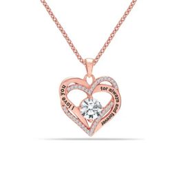 Damen Doppelherz Halskette aus Ros&eacute;gold mit Zirkonia &bdquo;Ich liebe dich&ldquo; Sterlingsilber 925 BICLL034