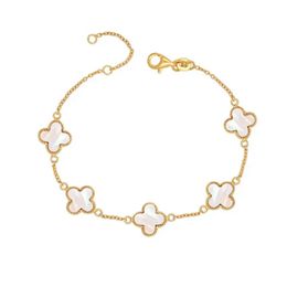 Damenarmband Kleeblatt Perlmutt Gold Sterling Silber 925 BIPU024