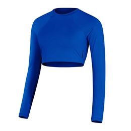 Speedo - Kurzes Top f&uuml;r Damen, Jersey, Athletisch, Raglan&auml;rmel (Blau)