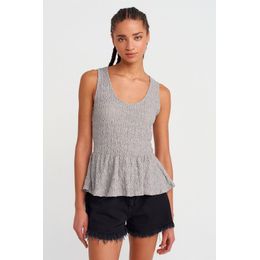 Texturierte Spitzen-Peplum-Bluse