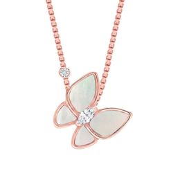 Damenkette mit Schmetterling-Anh&auml;nger und Zirkonia in Ros&eacute;gold und 925er Sterling Silber BICLL035