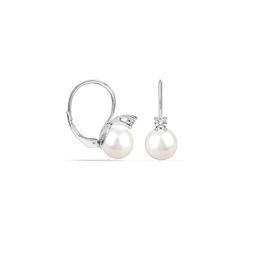 Frauen Ohrringe aus wei&szlig;en Perlen in 925 Sterling Silber mit katalanischem Verschluss BIPE048