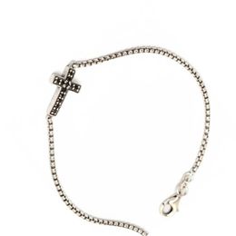 Damen Venezianisches Kreuzarmband &bdquo;Schwarze Seele&ldquo; aus 925 Sterling Silber BIPU002