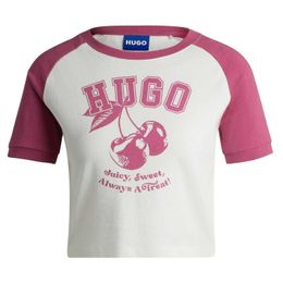 Hugo - kurzes T-Shirt f&uuml;r Damen, Rundhalsausschnitt, kurz&auml;rmlig (Mittelrosa)