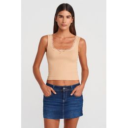 Rippstrick Baumwollmischung Crop Cami Top