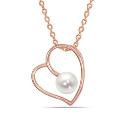 Damen Halskette Herz in Ros&eacute;gold mit Perle, 925 Sterling Silber BICLL020