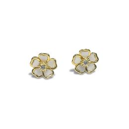 Frauen Ohrringe mit Blumenmotiv in Silber mit vergoldeter Beschichtung und Zirkonia BIPE051