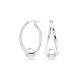 Frauen Ohrringe mit doppeltem Ring aus 925er Sterlingsilber BIPE039