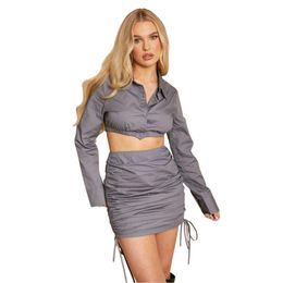 Missy Empire - "Extreme" Kurzes Top f&uuml;r Damen, Popelin (Holzkohle)