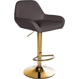 CLP Barhocker Braga Kunstleder-Bezug mit Gold-Gestell I h&ouml;henverstellbar und 360 drehbar I moderner Barstuhl mit Fu&szlig;st&uuml;tze f&uuml;r K&uuml;che und Bar
