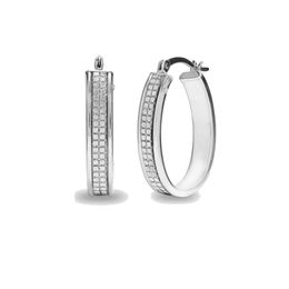 Damen Creolen, geometrischer Glanz, 925 Sterling Silber mit Zirkonia BIPE086