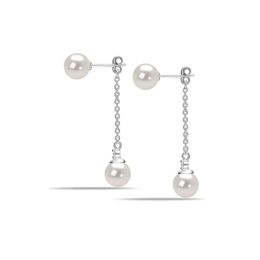 Damen Imperial Perlenohrringe aus Sterlingsilber mit Kette und Zirkonia 925 BIPE035