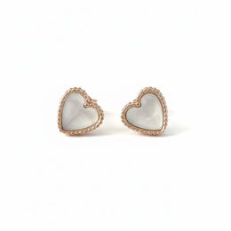 Damen Herz Ohrringe aus Ros&eacute;gold mit Perlmutt 925 Sterling Silber BIPE047