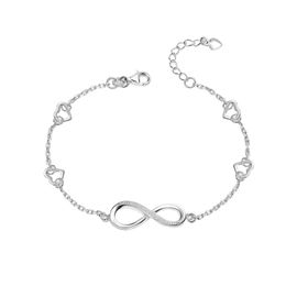 Verstellbares Damenarmband mit Unendlichkeit-Herzanh&auml;ngern aus 925 Sterling Silber BIPU011