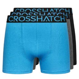 CrossHatch - Boxershorts f&uuml;r Herren (3er-Pack) (Schwarz Blau)