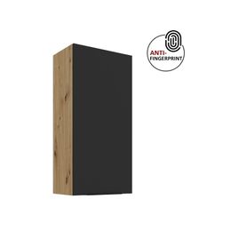 K&uuml;chen-Preisbombe K&uuml;che ARIA H&auml;ngeschrank 50 cm H&ouml;he 90 cm Schwarz K&uuml;chenzeile Anti Fingerprint