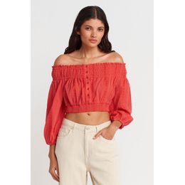 Schulterfreies Crop-Top-Bluse
