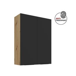 K&uuml;chen-Preisbombe K&uuml;che ARIA H&auml;ngeschrank 80 cm H&ouml;he 90 cm Schwarz K&uuml;chenzeile Anti Fingerprint
