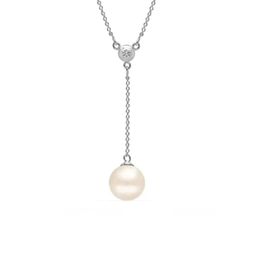 Damen-Lariat-Halskette mit Perle und Zirkonia in 925 Sterling Silber BICLL019