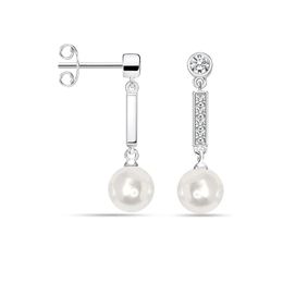 Frauen Ohrringe mit asymmetrischer Perle und Silberstange BIPE061