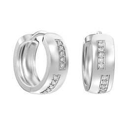Huggie-Ohrringe f&uuml;r Frauen mit eingestellten Zirkonia 925 Sterling Silber BIPE017