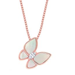 Damenkette mit Schmetterlingsanh&auml;nger, ros&eacute;gold plattiert, 925 Sterling Silber BICLL016