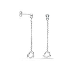 Damen Lange Herzohrringe mit Kubikzirkonia aus 925er Sterlingsilber BIPE043