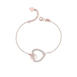 Damenarmband aus 925er Sterlingsilber mit ros&eacute;vergoldeter Oberfl&auml;che und Herz mit Zirkonia BIPU019