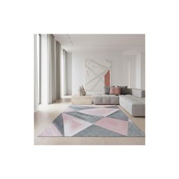 KADIMA DESIGN Teppich Kurzflor ANDALO in Rosa, geometrisch, aus Polypropylen, 80 x 250 cm