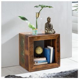 FineBuy Beistelltisch KALKUTTA 45 x 45 x 35 cm Wohnzimmertisch Cube Regal Tisch