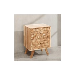 KADIMA DESIGN Handgefertigtes Nachtk&auml;stchen aus Massivholz, moderner Landhaus-Stil, 2 Schubladen