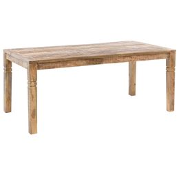 FineBuy Esstisch 120cm Massivholz Natur Esszimmertisch Rustikaler Holztisch K&uuml;chentisch