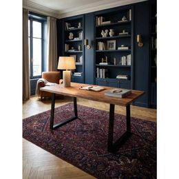 KADIMA DESIGN Schreibtisch Massivholz Baumkante Trapezgestell, Akazie 180x90x76 cm