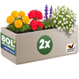 Casaria Blumentopf Ethica 2er-Set Kreidewei&szlig; Kunststoff 80x36x36cm