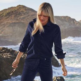 LANDS' END Feincord-Hemdbluse f&uuml;r Damen in Petite-Gr&ouml;&szlig;e, Damen, size: petite, Blau, Baumwolle, by Lands' End
