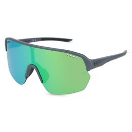 Under Armour UA GAMEDAY II/G | Unisex-Sonnenbrille | Fassung: Halbrand, Monoscheibe, Kunststoff, Grau | Glasfarbe: Gr&uuml;n Verlaufend